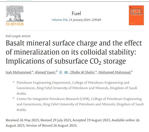 We Are Pleased To Share Our New Work On Basalt Co2 Mineralization