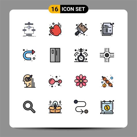 Conjunto De Pictogramas De 16 Líneas Llenas De Color Plano Simple De