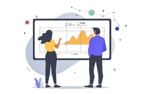 premium photo vector art of two people looking at a line chart light