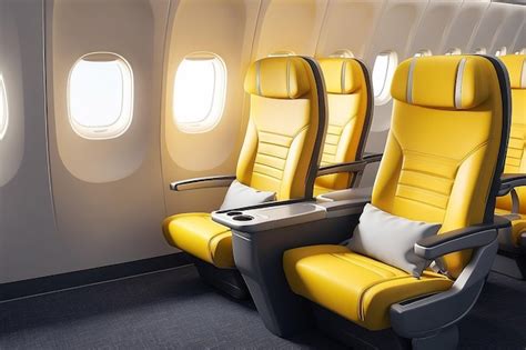 Premium Photo Row Of Three Yellow Airplane Seats Concept Of Economy