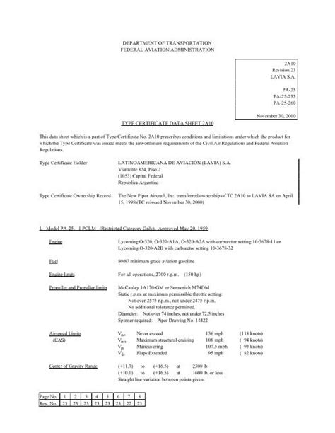 Type Certificate Data Sheet 2a10