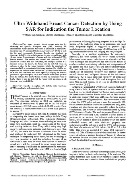 Breast Cancer Detection Antenna Pdf Ultra Wideband Microwave