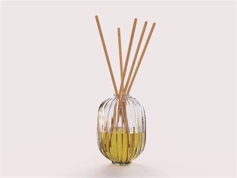 Diffuser Round Decorative Glass Container With Diffuser Sticks Free 3d