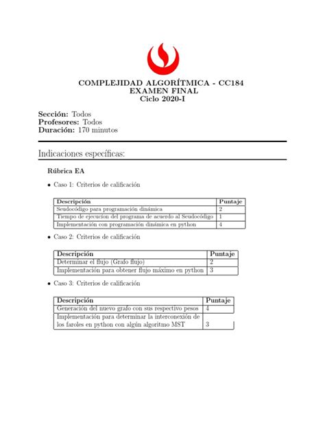 Examen Final Complejidad Algoritmica Descargar Gratis Pdf Algoritmos Matemáticas Aplicadas