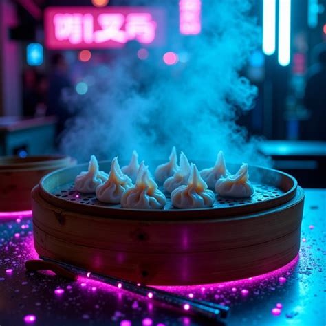 Free Neon Dumpling Steam Photo Cyberpunk Dumplings Neon Download At Stockcake