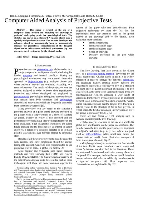 Pdf Computer Aided Analysis Of Projective Tests