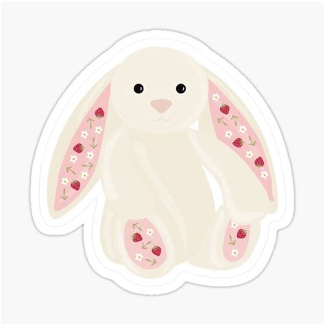 Pink Bunny Jellycat Sticker For Sale By Katerinasart Redbubble