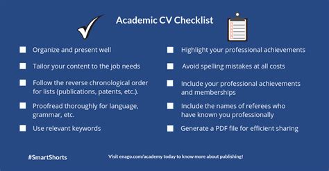 Checklist Drafting A Powerful Academic Cv Enago Academy