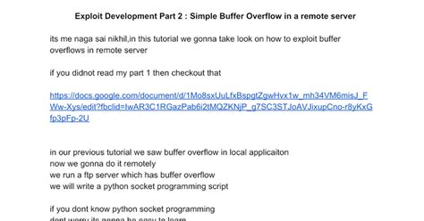 Exploit Development Part 2 Simple Buffer Overflow In A Remote Server