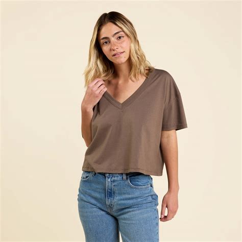 Boxy V Neck Tee Mocha