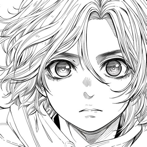 A Drawing Of A Girl With Long Hair And Big Eyes Generative Ai Premium