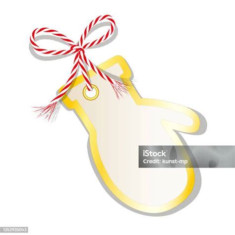빨간색과 흰색 코드 활로 묶인 황금 테두리가있는 빈 카드 라벨 또는 선물 태그 흰색 배경에 격리된 벡터 그림 가장자리에 대한 스톡 벡터 아트 및 기타 이미지 Istock