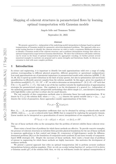 Pdf Mapping Of Coherent Structures In Parameterized Flows By Learning Optimal Transportation