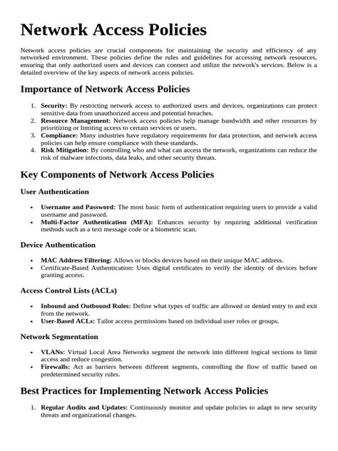 Network Access Policies Introduction Wk 1 2 Pdf Security Computer