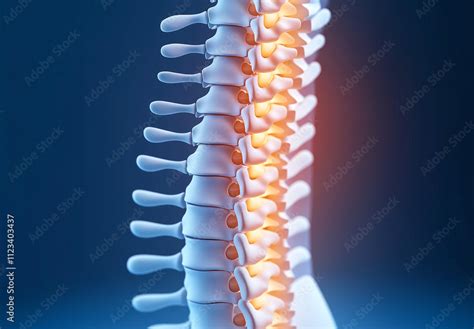 Detailed Illustration Of Human Spine Showcasing Vertebrae And