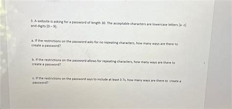 Solved 3 A Website Is Asking For A Password Of Length 30