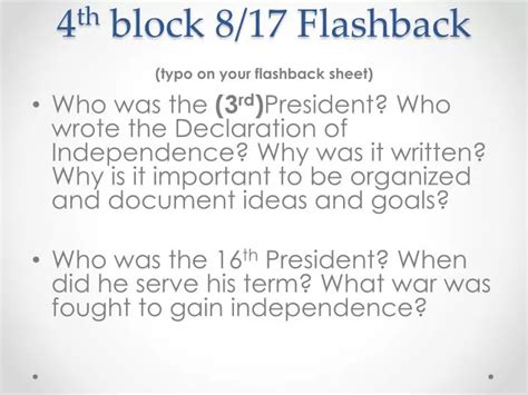 Ppt 4 Th Block 817 Flashback Typo On Your Flashback Sheet