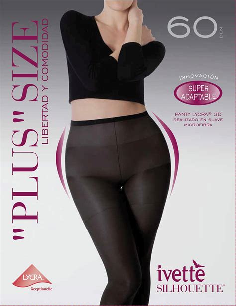 Ivette Plus Size Black Pantyhose Density 60