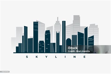 Ilustración De Silueta De Edificio De Rascacielos Urbano De Gran Altura