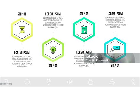 4단계의 벡터 인포그래픽 육각형 플랫 템플릿은 다이어그램 비즈니스 웹 레이아웃 프리젠 테이션 순서도 정보 그래프 타임 라인 콘텐츠에 사용할 수 있습니다 개념에 대한 스톡