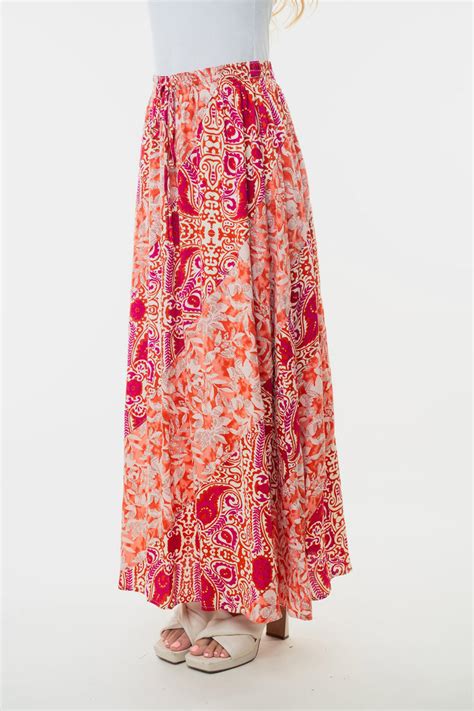 White Birch Full Size High Waisted Floral Woven Skirt Bella Coco Luxe