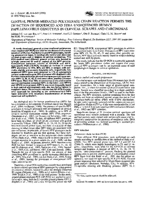 Pdf General Primer Mediated Polymerase Chain Reaction Permits The