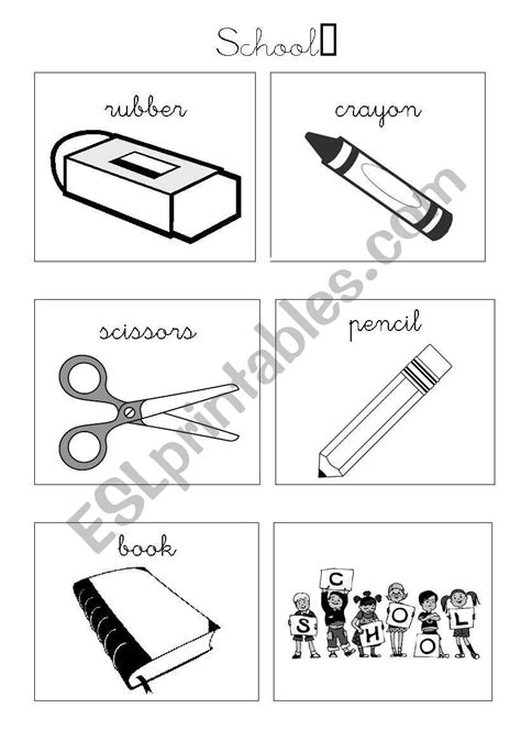 School Items Flashcards 1 Esl Worksheet By Sakaki