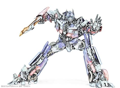 变形金刚彩铅笔画擎天柱图片图片 图行天下素材网