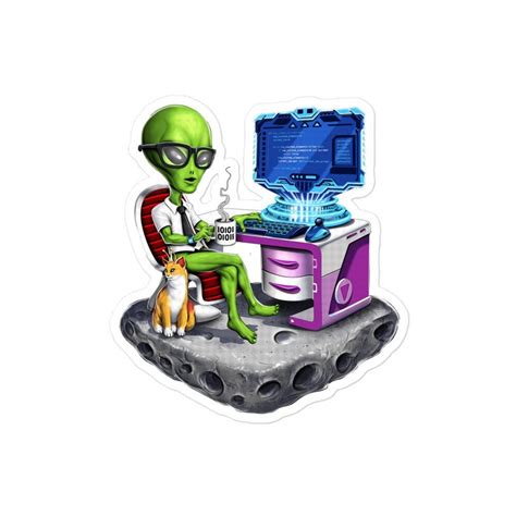 Alien Programmer Sticker Funny Coder Sticker Programming Decal Software Engineer Sticker