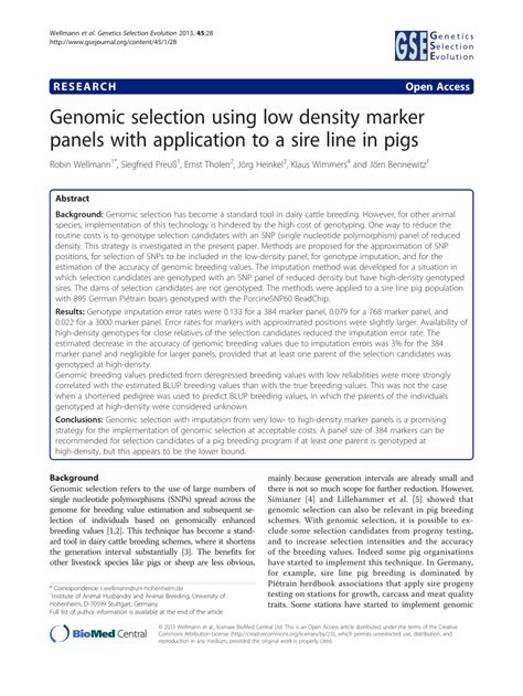 Pdf Genomic Selection Using Low Density Marker Panels With