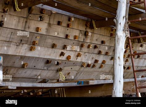 Wooden Framework And Scaffolding On A Construction Site Showing The Intricate Details Of