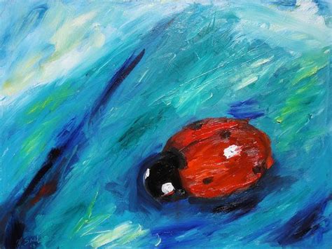 Living Room Art Abstract Ladybug 18 X 24 Original Oil By Fairydawn
