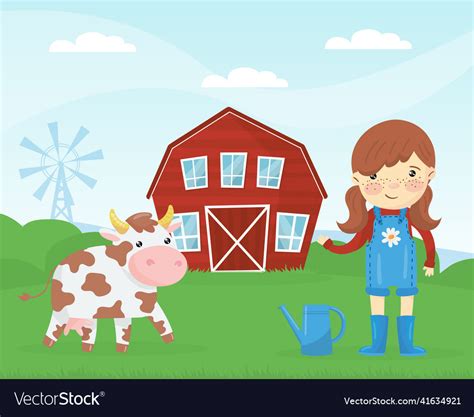 Cute Red Barn Farm Builing Isolated Element Cute Red Country House