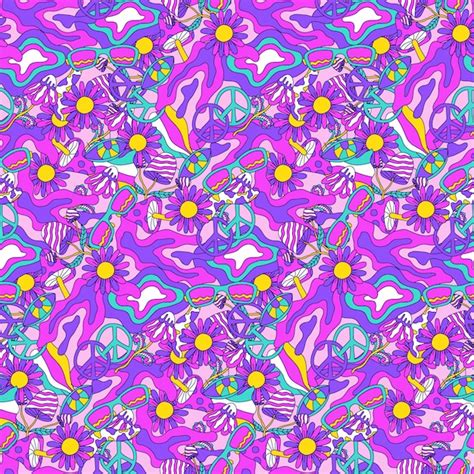 Free Vector Colorful Psychedelic Seamless Pattern