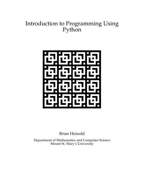 Introduction To Programming Using Python Faculty Mount St