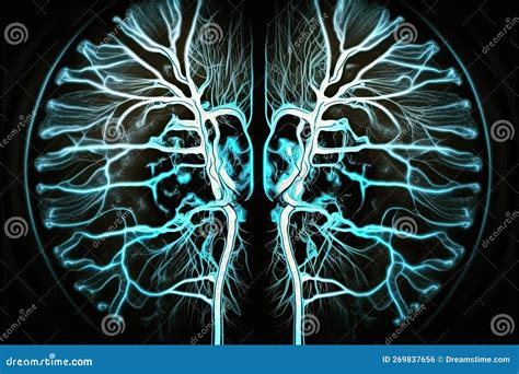 Generative Ai Illustration Visualization Of Computed Tomography Mri Of The Brain And Electrical