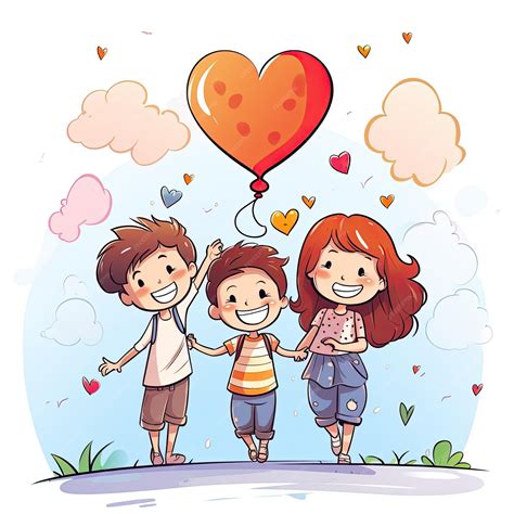 Premium Ai Image Color Art Line Drawing Of Happy Friendship Day