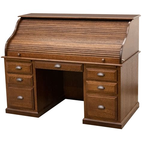 Conventional Quarter Sawn White Oak Wood Rolltop Desk