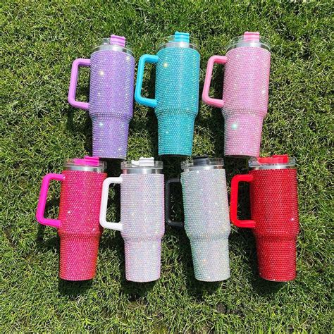 Bling Rhinestone Tumbler With Lid Straw And Straw Cover 40 Oz