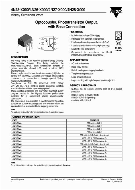 4n26 X009 1552767 Pdf Datasheet Download Ic On Line