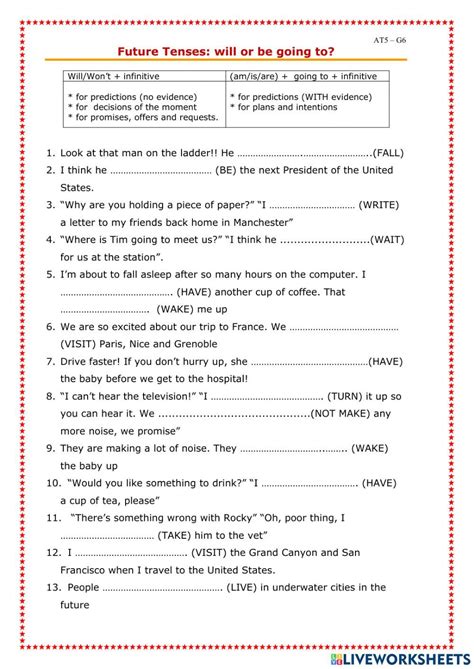 Worksheet Future Tenses Will Vs Going To