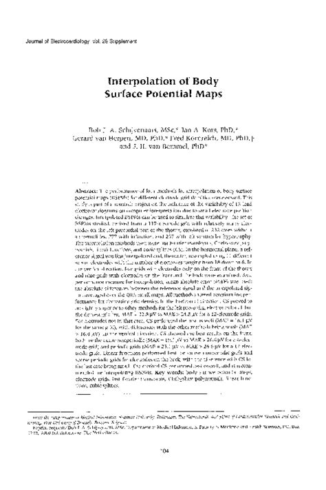 Pdf Interpolation Of Body Surface Potential Maps