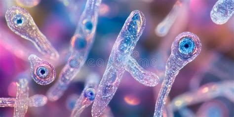 Microscopic Organisms With Iridescent Surfaces Stock Illustration