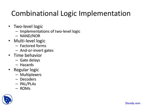 Combinational Logic Implementation Docsity