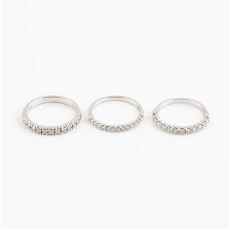 Lot Three 14k White Gold Bands