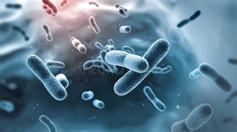 Microscopic Bacteria Colony Rod Shaped Microbes In Blue Background
