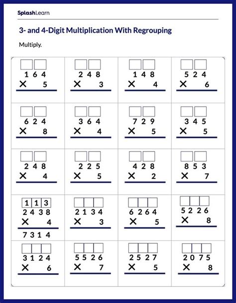 Product Of Multi Digit Number And 1 Digit Number Worksheet