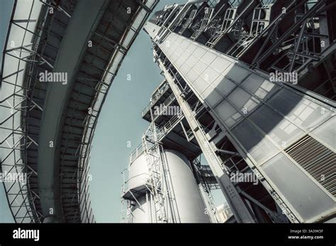 A Towering Oil Refinery Structure With Industrial Metal Frameworks
