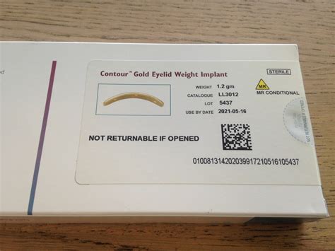 New Meddev Ll3012 Contour Gold Eyelid Weight Implant X Disposables