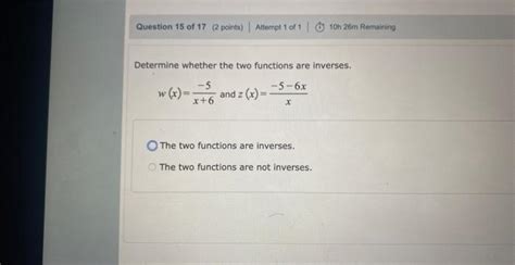 solved determine whether the two functions are inverses